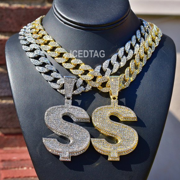 Accessories | Iced Out Hip Hop Style Jumbo Dollar Sign Money Pendant ...